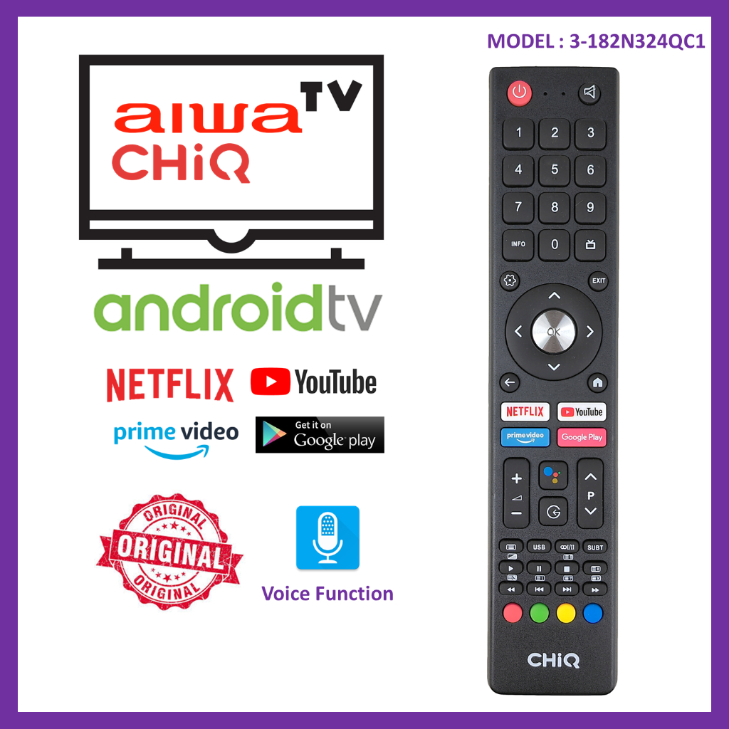 Aiwa Chiq Android Smart TV Remote Control 3-182N324QC1 Aiwa Chiq ...