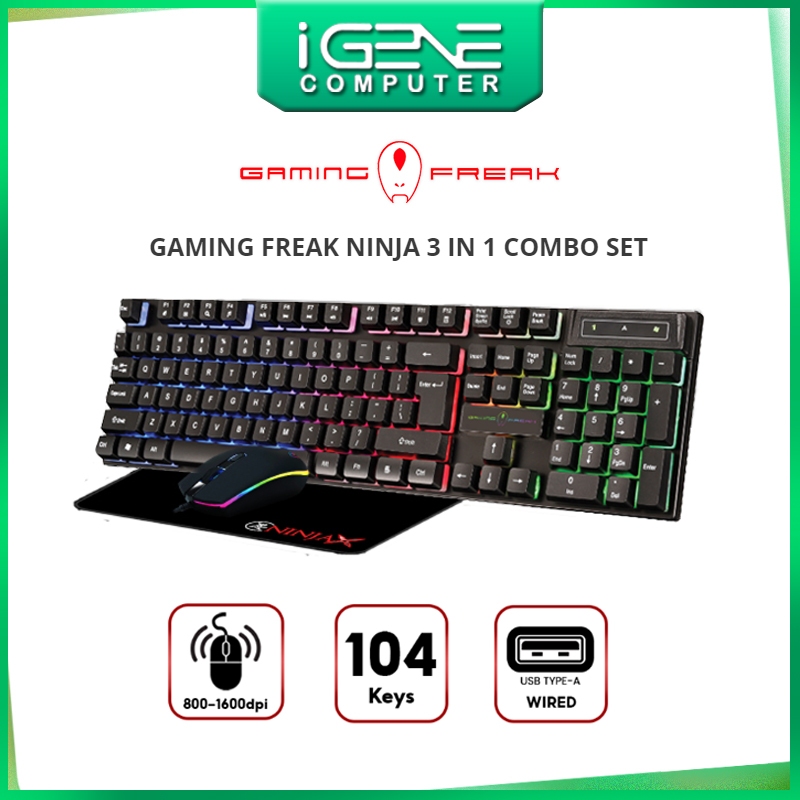 GAMING FREAK NINJA 3 IN 1 COMBO KEYBOARD MOUSE | Shopee Malaysia