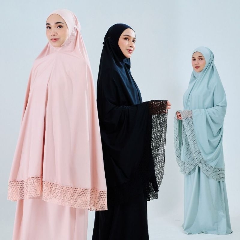 💯 Telekung Harmoni Modish Mehtap Muka Full Lycra with Embroidery Lace ...