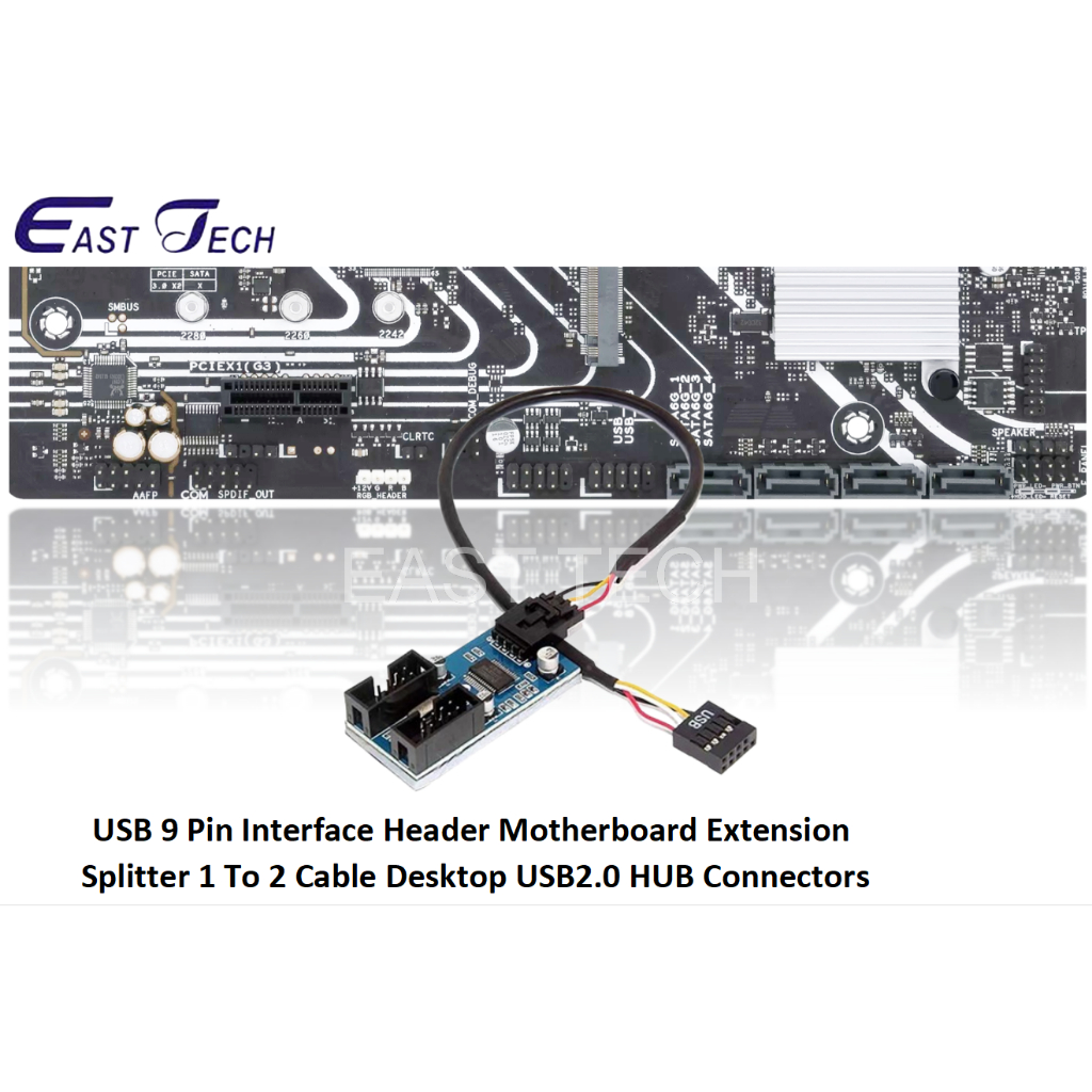 Motherboars USB 9 Pin Interface Header Motherboard Extension Splitter 1 ...