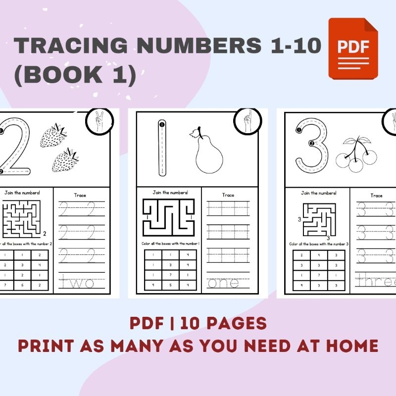 [PDF] TRACING NUMBERS 1-10 (Book 1) - Children Learning Preschool ...