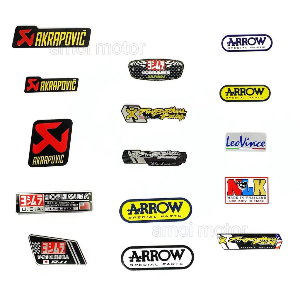 EMBLEM MUFFLER EXHAUST LOGO DECAL STICKER ALUMINIUM HEAT RESISTANT ...