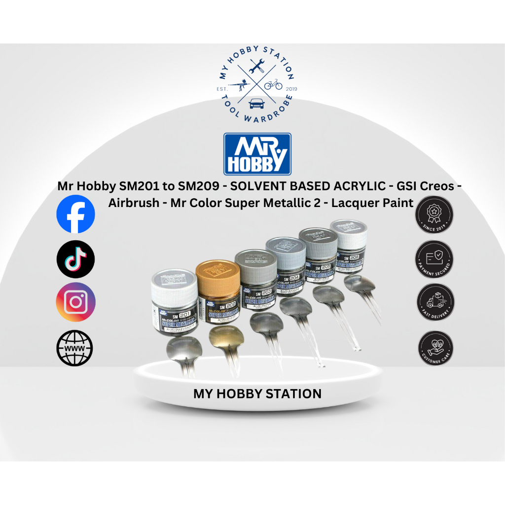 Mr Hobby SM201 to SM206 - SOLVENT BASED ACRYLIC - GSI Creos - Airbrush ...