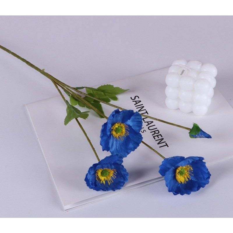 4 Head Poppies Artificial Flower for Wedding Home Office Daisy ...