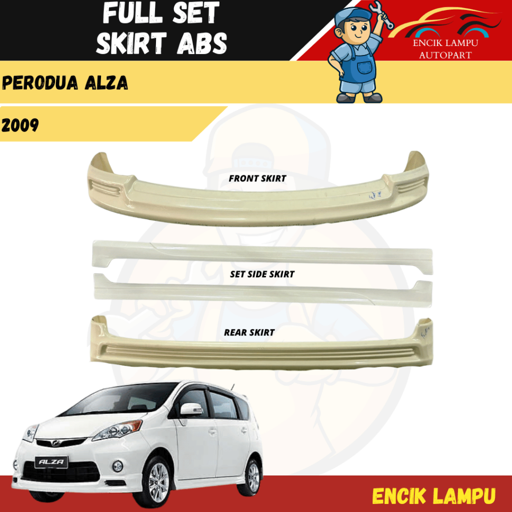 Perodua Alza 2009 Full Set Skirt Abs Material Lips Skirting Front Depan ...