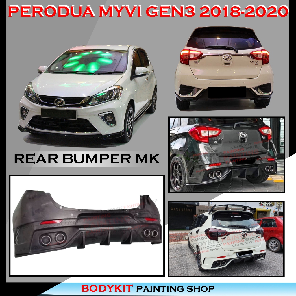PERODUA MYVI 2018-2021 MK MK7 STYLE REAR BUMPER -MATERIALFIBER GLASS ...