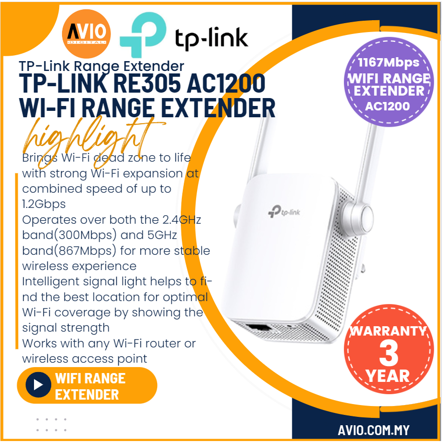 TP-LINK Tplink AC1200 1.2Gbps Wifi Range Extender AP Access Point 1 ...
