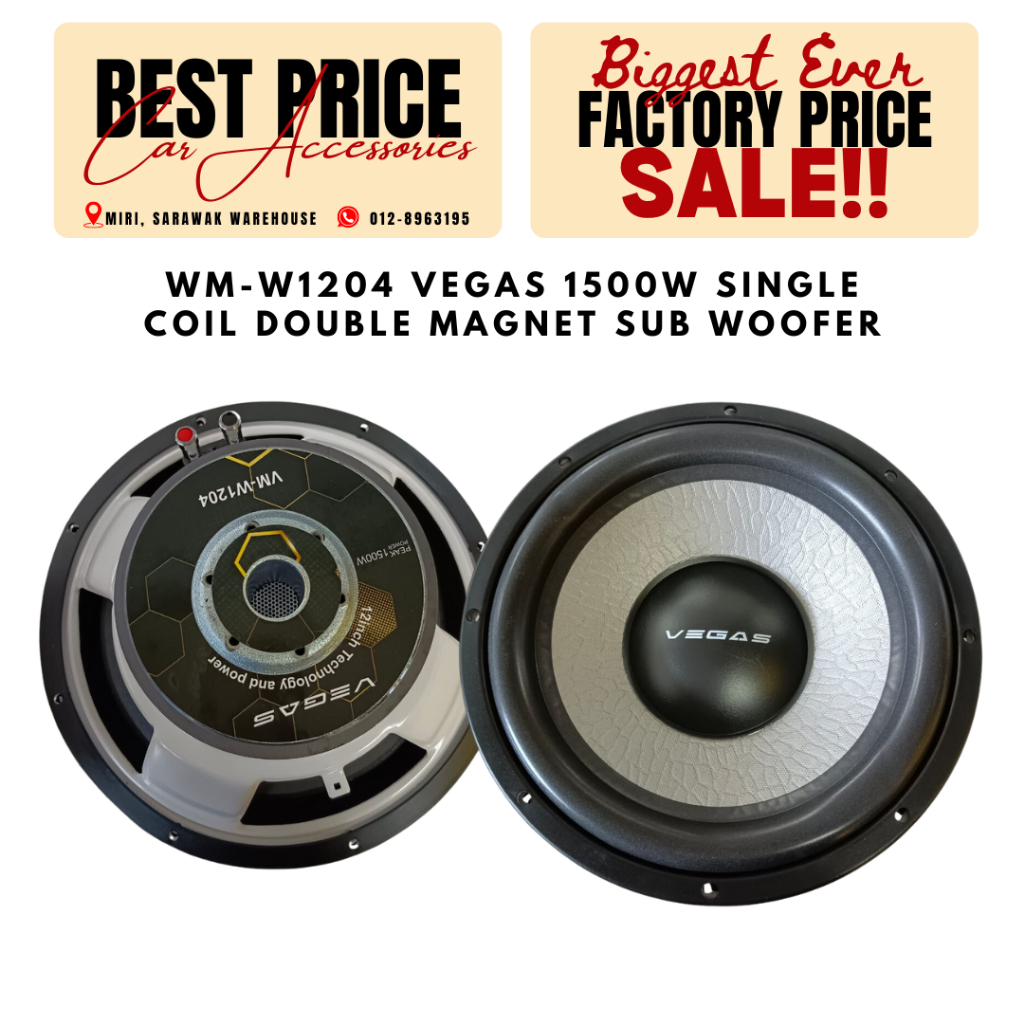 WM-W1204 Vegas 1500W Single Coil Double Magnet Sub Woofer | Shopee Malaysia