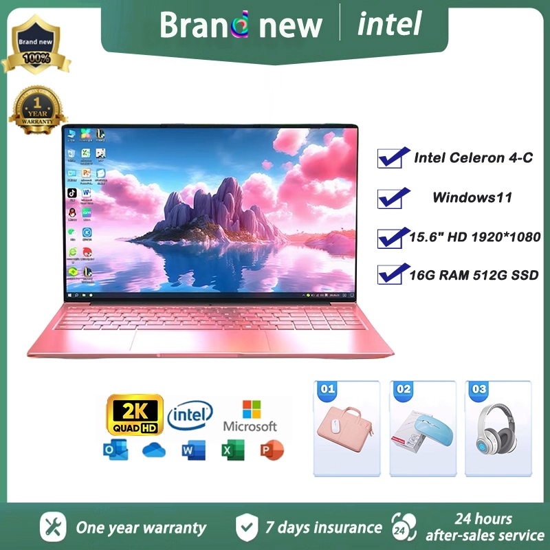 Laptop 2023 New Intel Pink N5095 16G RAM+512G SSD 15.6 "1920*1080 win11 ...