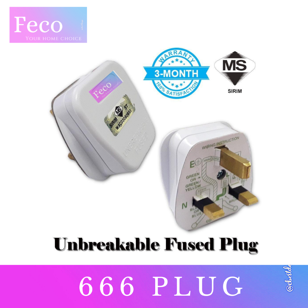 SIRIM 13A White Plug Top Made in Malaysia 3 Pin Style UK Design Safety ...