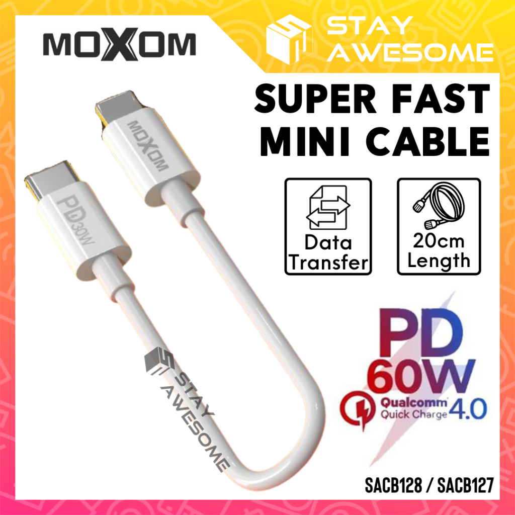 MOXOM Mini Short Original 60W Super Fast Charging Type USB C To C Data ...