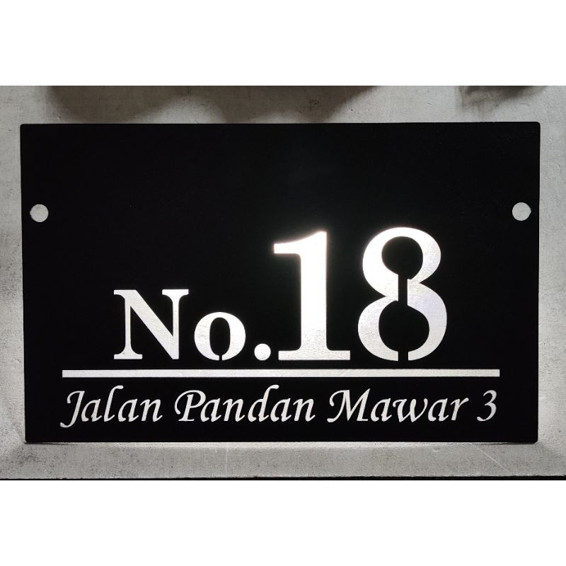 (Solar + LED) Modern Solar House Number & Address Sign Plate Tanda ...