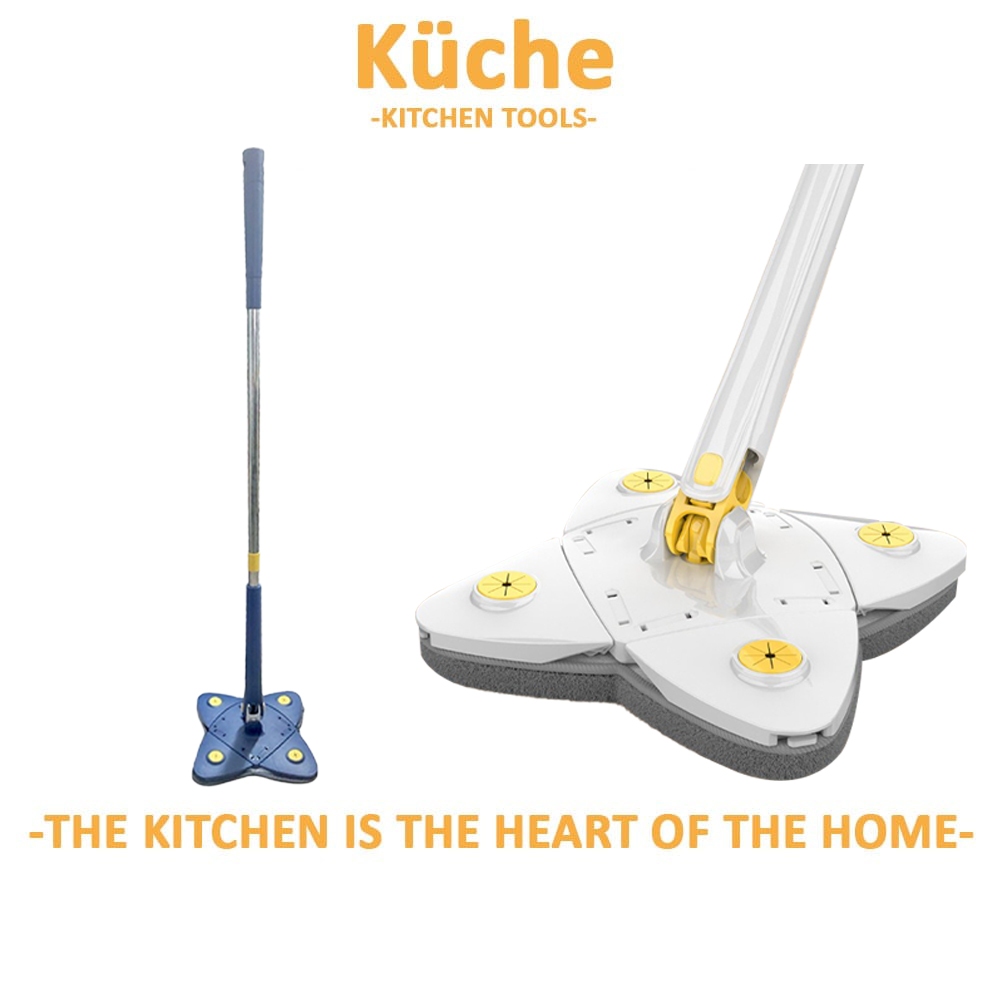 KUCHE Four Corner Wet & Dry Mops Hand Free Twist Lazy Dust Removal ...