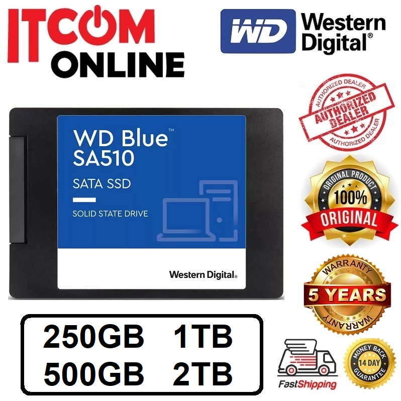 WESTERN DIGITAL BLUE SA510 250GB 500GB 1TB 2TB 2.5" SATA SSD (WDS250G3B0A/WDS500G3B0A ...