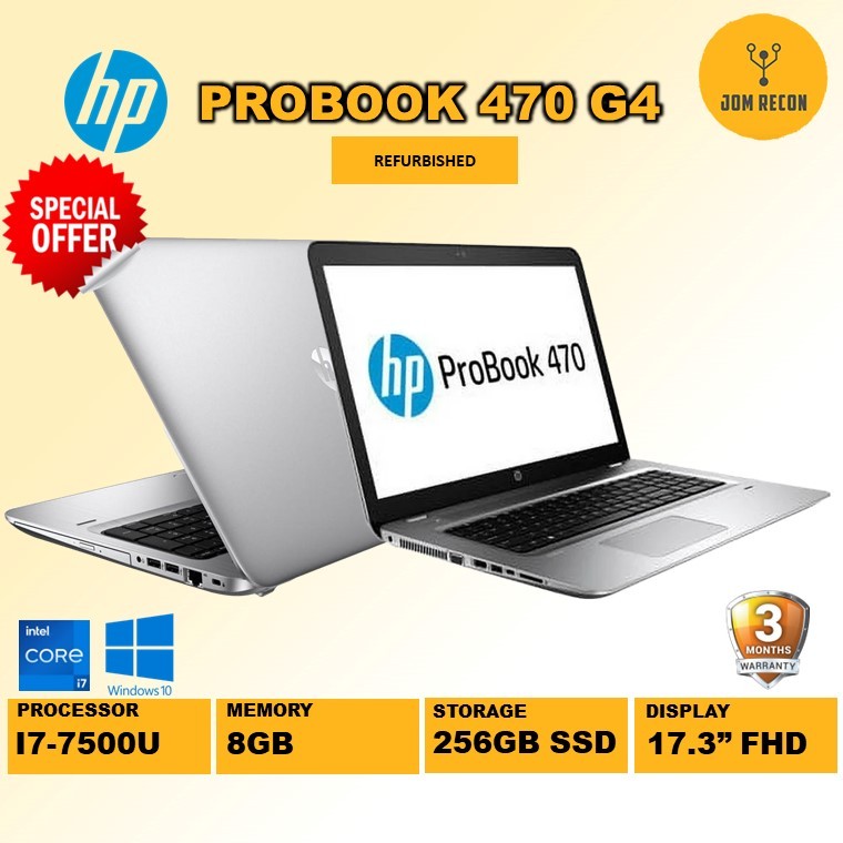 HP ProBook 470 G4 i7-7500U 8RAM 256SSD 17.3" FHD Windows 11 Pro Wi-Fi ...