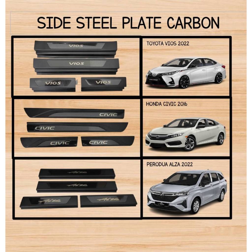 SIDE STEEL PLATE CARBON TOYOTA VIOS 2022 | Shopee Malaysia