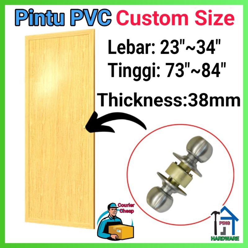 3hari Siap (CUSTOM SIZE) Pintu PVC Order*Thickness Tebal 38mm*Pintu ...