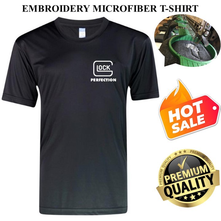 EMBROIDERY SULAM GLOCK TACTICAL ROUNDNECK MICROFIBER AND COTTON BLACK T ...