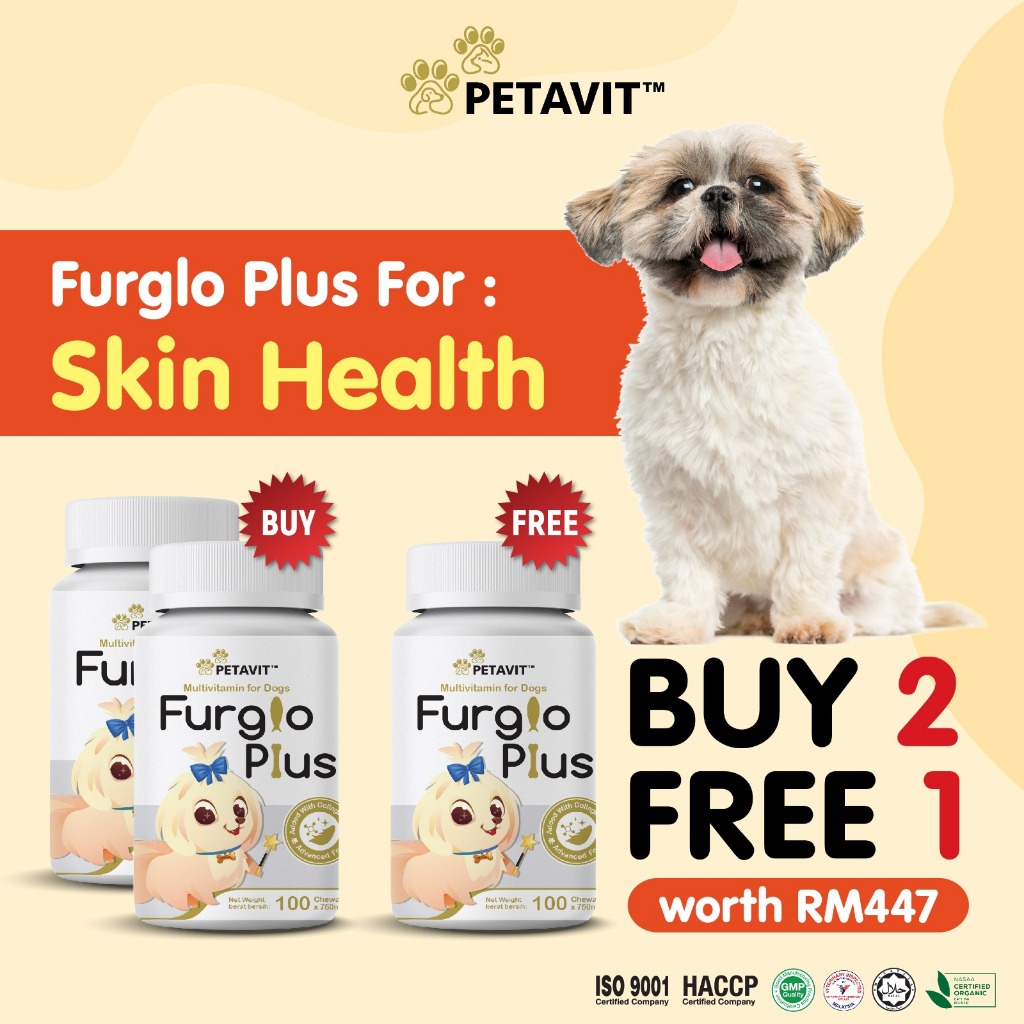 【Petavit】Furglo Plus 🐾 Pet Skin Itchy Repair Tablet Dog Cat Supplement Anjing Kucing Ubat Kulit ...
