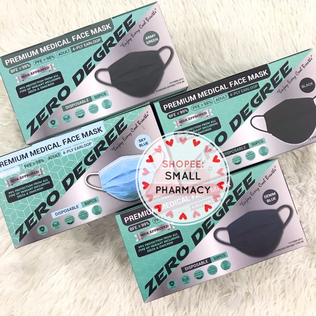 Zero Degree Premium Medical Face Mask 4ply Ear Loop 50pcs ( Denim Blue ...