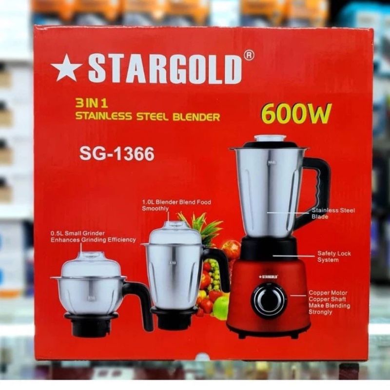 Star gold SG,1366, stainless steel 3 in 1 blinder 600W powerfull ...