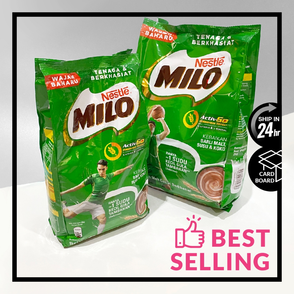 Free Gift】Nestle MILO Activ-Go Chocolate Malt Powder 1kg / 2kg / 2.2kg ...
