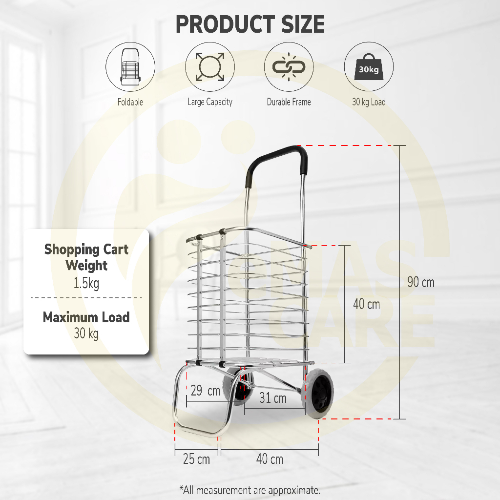 Foldable Large Shopping Cart Grocery Market Trolly Portable Shopping ...