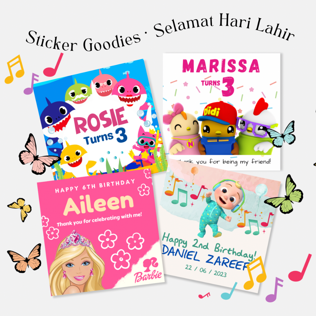 [ 30pcs | 7cm ] sticker harijadi barbie baby shark label gift boy girl ...