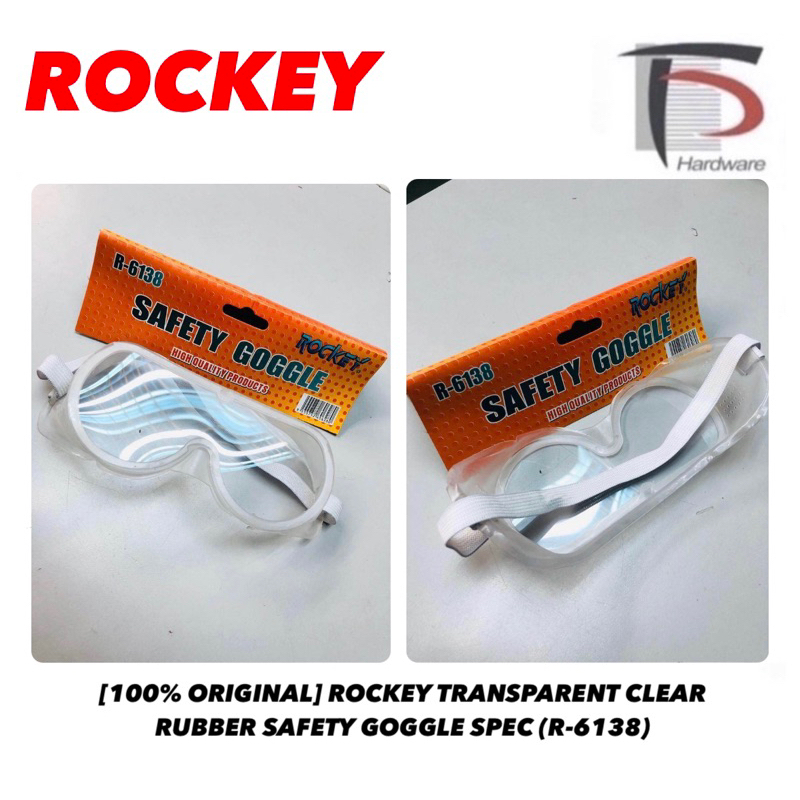 [100% ORIGINAL] ROCKEY TRANSPARENT CLEAR RUBBER SAFETY GOGGLE SPEC (R ...