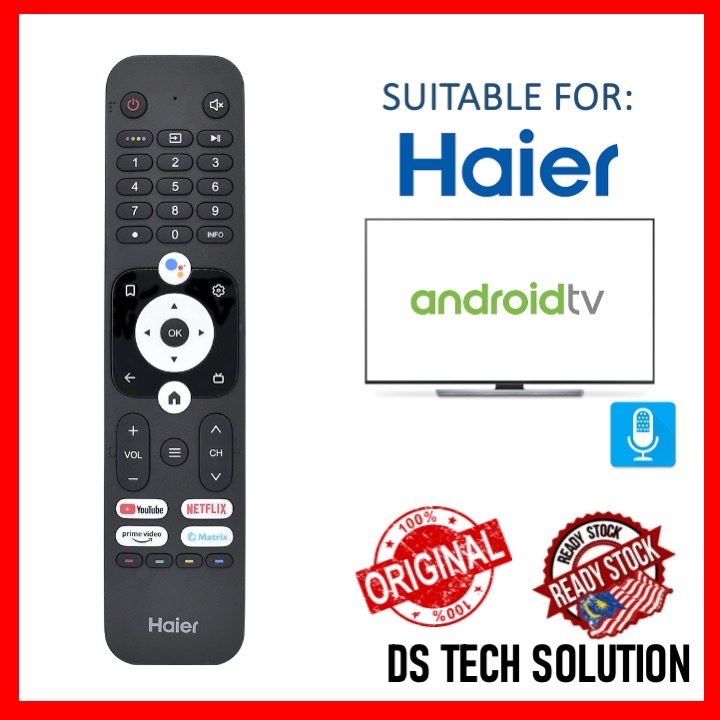 ORIGINAL HAIER SMART ANDROID TV REMOTE CONTROL REPLACEMENT WITH VOICE FUNCTION NETFLIX YOUTUBE ...