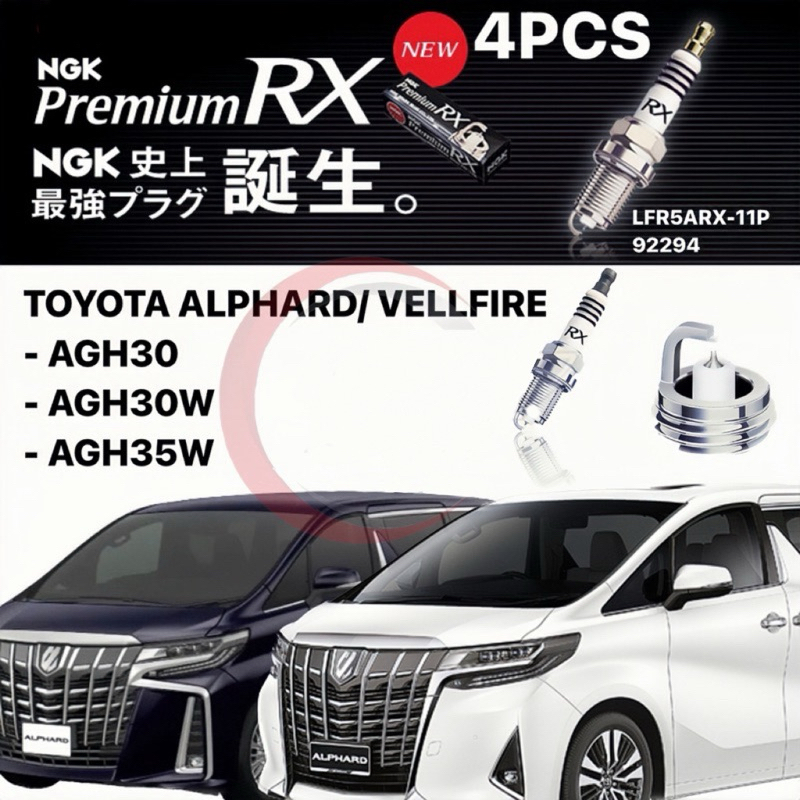 NGK Premium RX Spark Plug - Toyota Alphard / Vellfire AGH30W AGH35W 2.5L 2AR-FE 16v VVTi DOHC ...