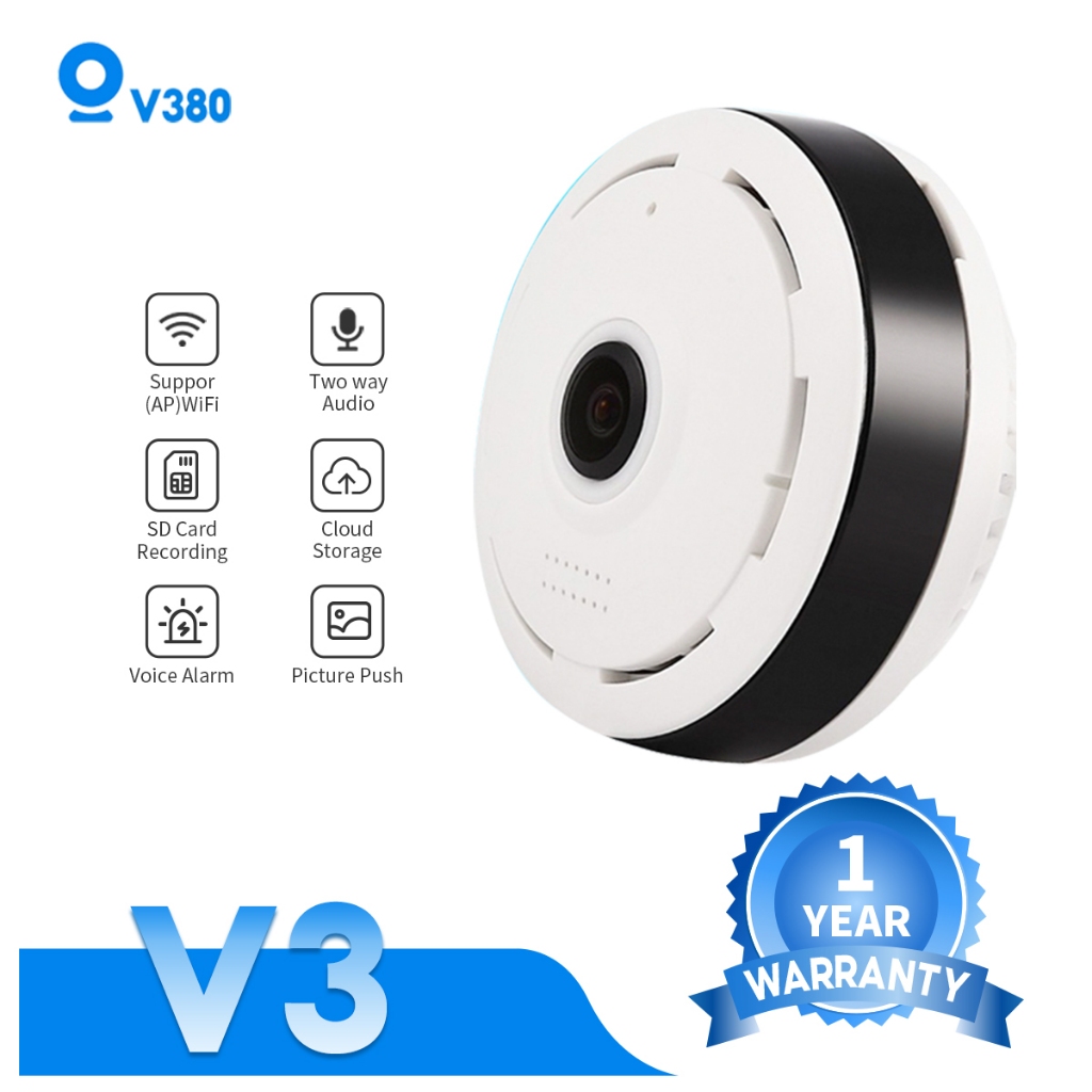 V380 V3 HD Fisheye WIFI IP Camera Monitor 360° VR Panoramic Camera ...