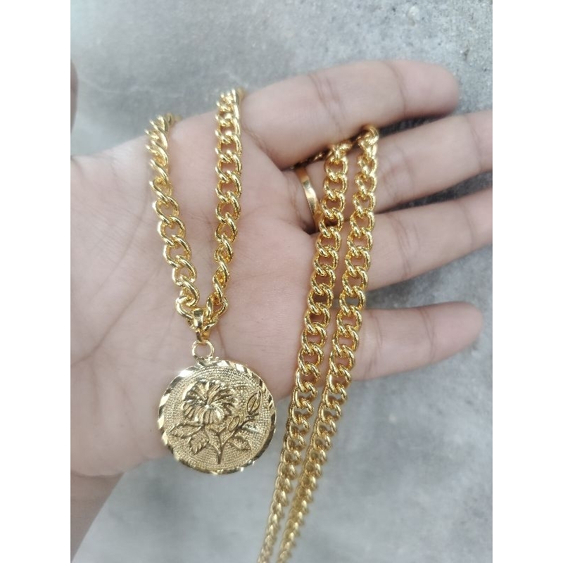 ♥️Rantai Leher gajah + Loket Duit Syiling Cop 916 ♥️Emas Korea | Shopee ...
