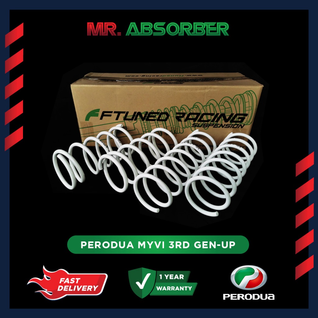 Perodua Myvi 2018 G3 FL Ftuned Comfort Lowered Spring (CLS) | Shopee ...