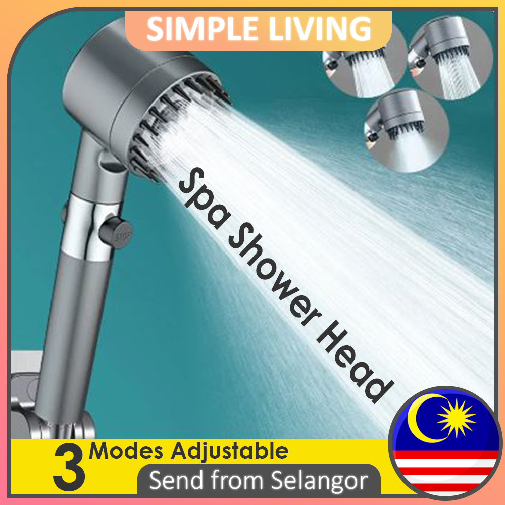 High Pressure Shower Head Spa Shower Water Save 3 Mode Adjustable ...