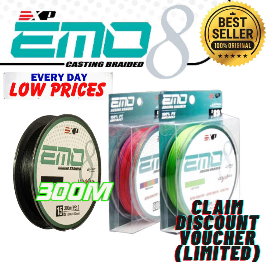 EXP EMO 8X Jigging Braided Fishing Line Ultra Sensitive 300m 20lbs ...