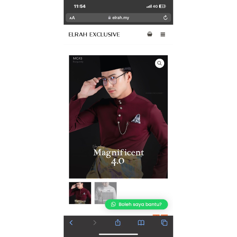 ELRAH Baju Melayu Magnificent 4.0 (Burgundy) | Shopee Malaysia