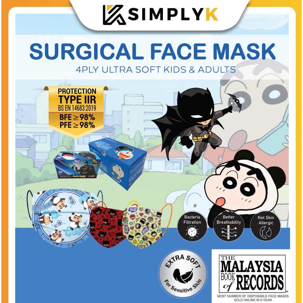 Simply K 4 Ply Surgical Earloop Cartoon Face Mask 50PCS / 10PCS ...