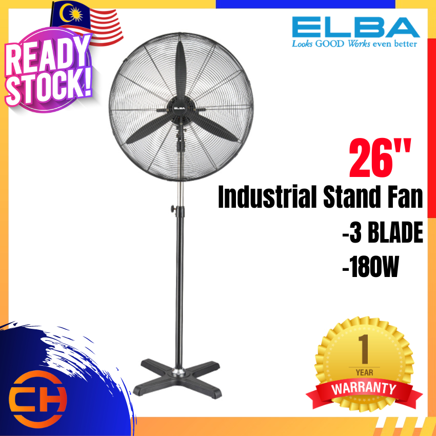 Elba Stand Fan Heavy Duty 26" Industrial Stand Fan EISF-G2601(BK) - 3 ...