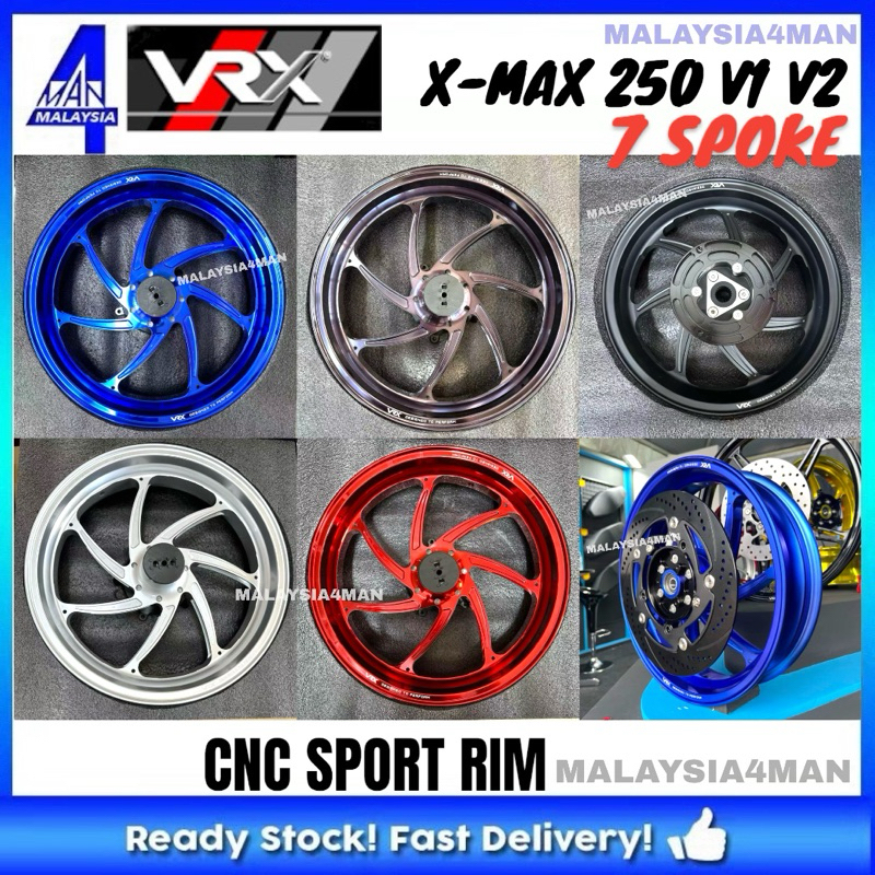 VRX XMAX 250 X-MAX 250 V1 V2 7 BATANG 7 SPOKE CNC SPORT RIM SET ...