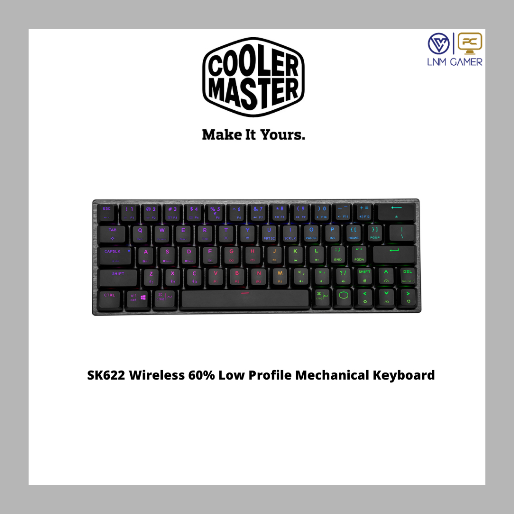 Cooler Master SK622 Wireless 60% Low Profile Mechanical Keyboard (RED ...
