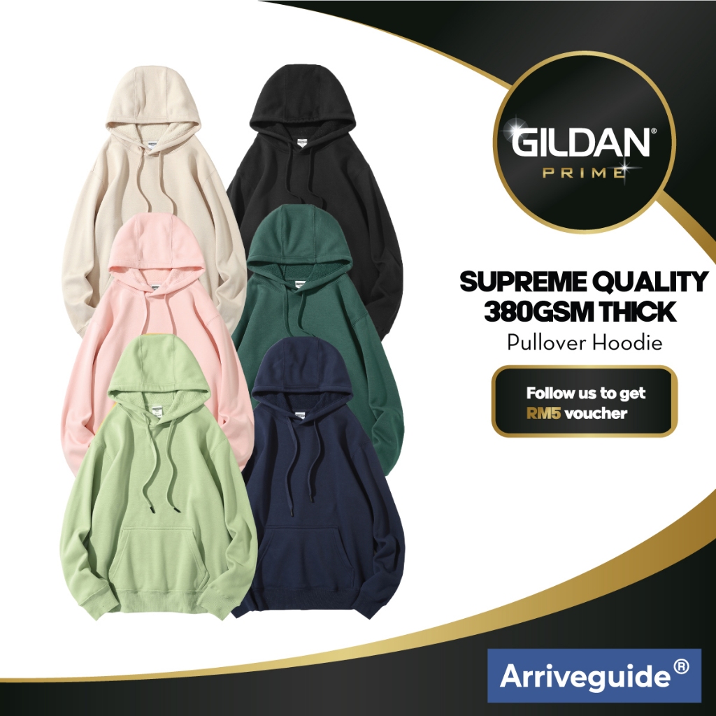 Gildan Prime x Arrive Guide Cotton Hoodie Men Unisex 380gsm Loose ...