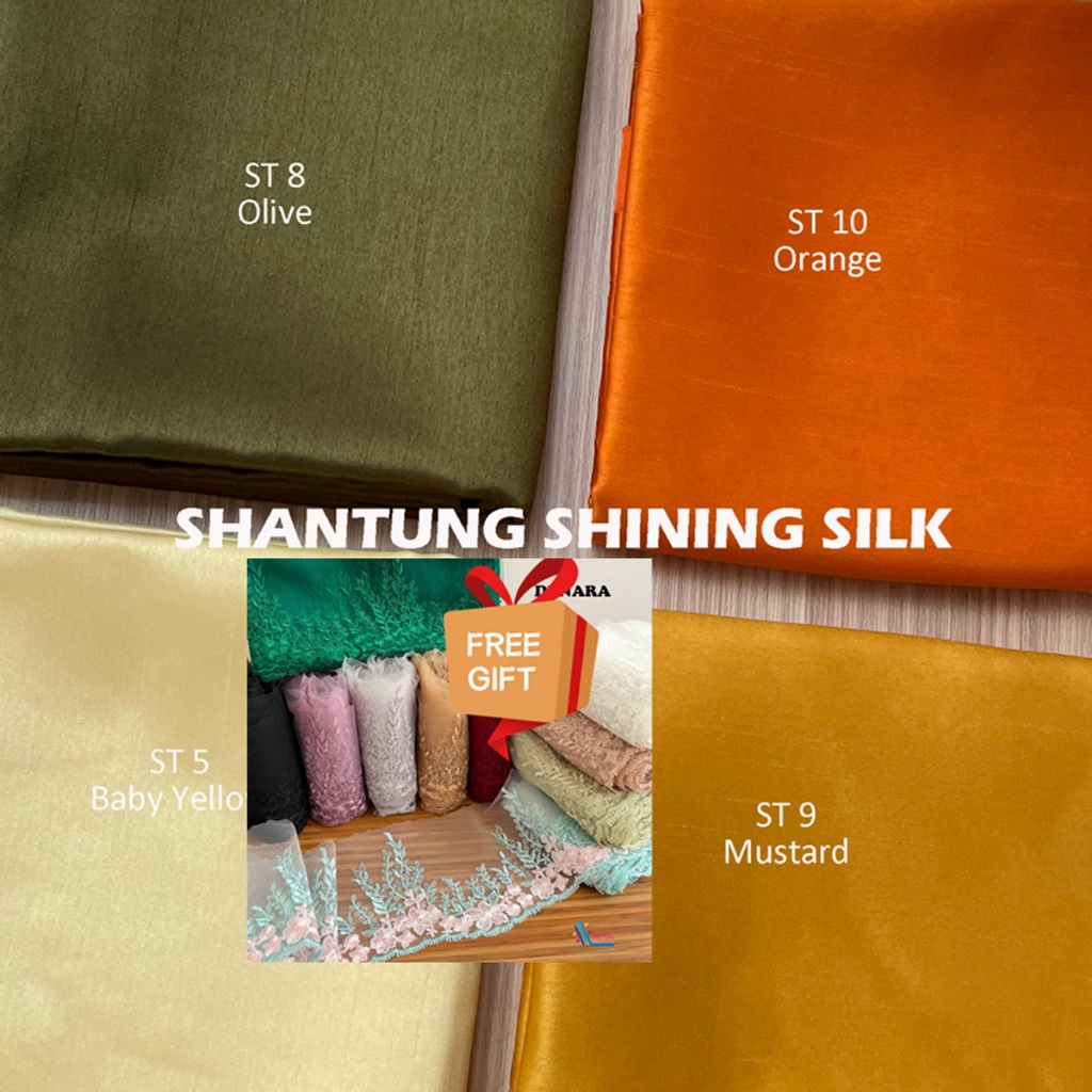 【FREE LACE】Shantung Shining Silk Bidang 58 Fabric For Bride's Dress Ana ...