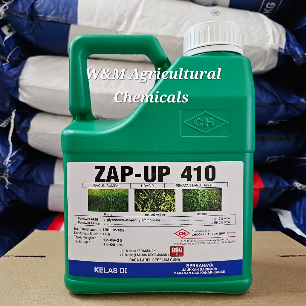ZAP UP 410 4L 41% Glyphosate Racun Rumput & Lalang. Generic to Roundup ...