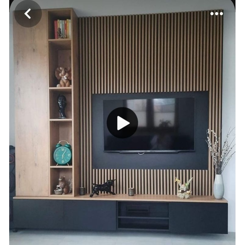 TV Cabinet 9ft with fluted pvc panel | Shopee Malaysia
