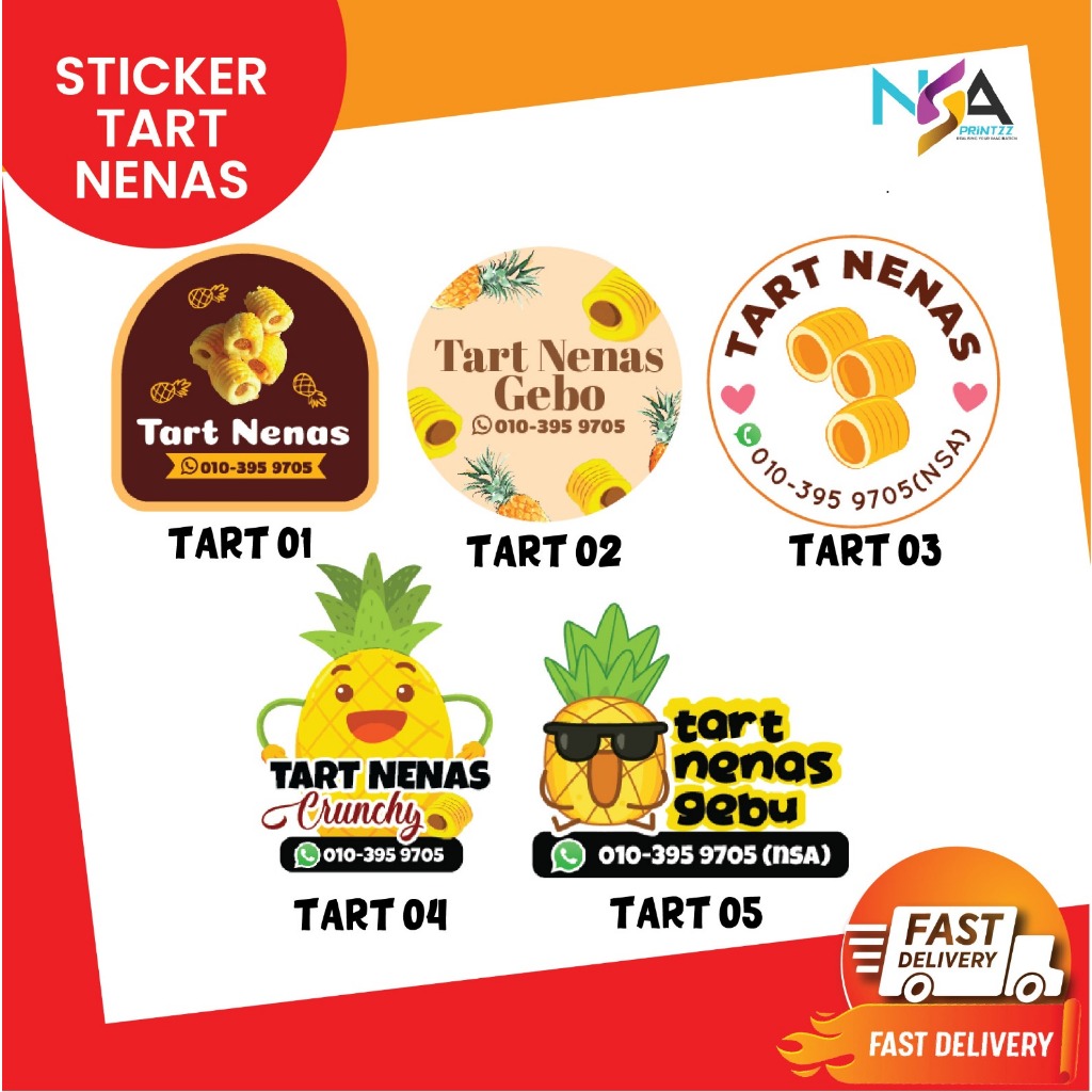STICKER LABEL KUIH RAYA. STICKER BISKUT RAYA. STICKER TART NENAS ...