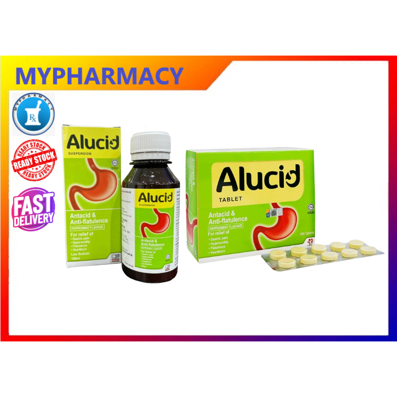 Alucid Tablet 10's GASTRIC / Alucid Suspension 100ml / anti flatulence ...
