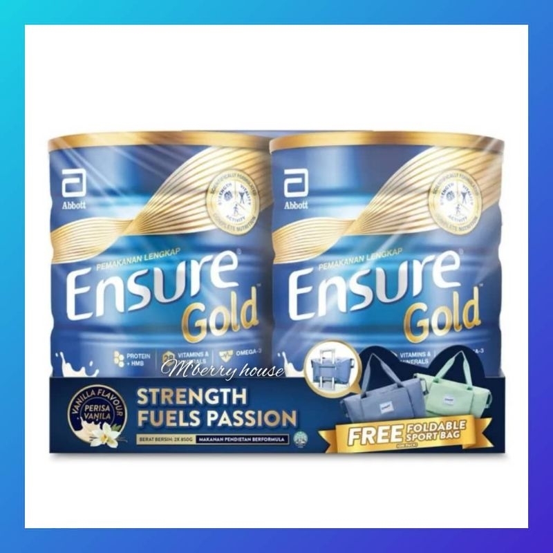 Ensure Gold Vanilla 850g x 2 Tin Foc Sport Bag (exp:2/2025) | Shopee Malaysia