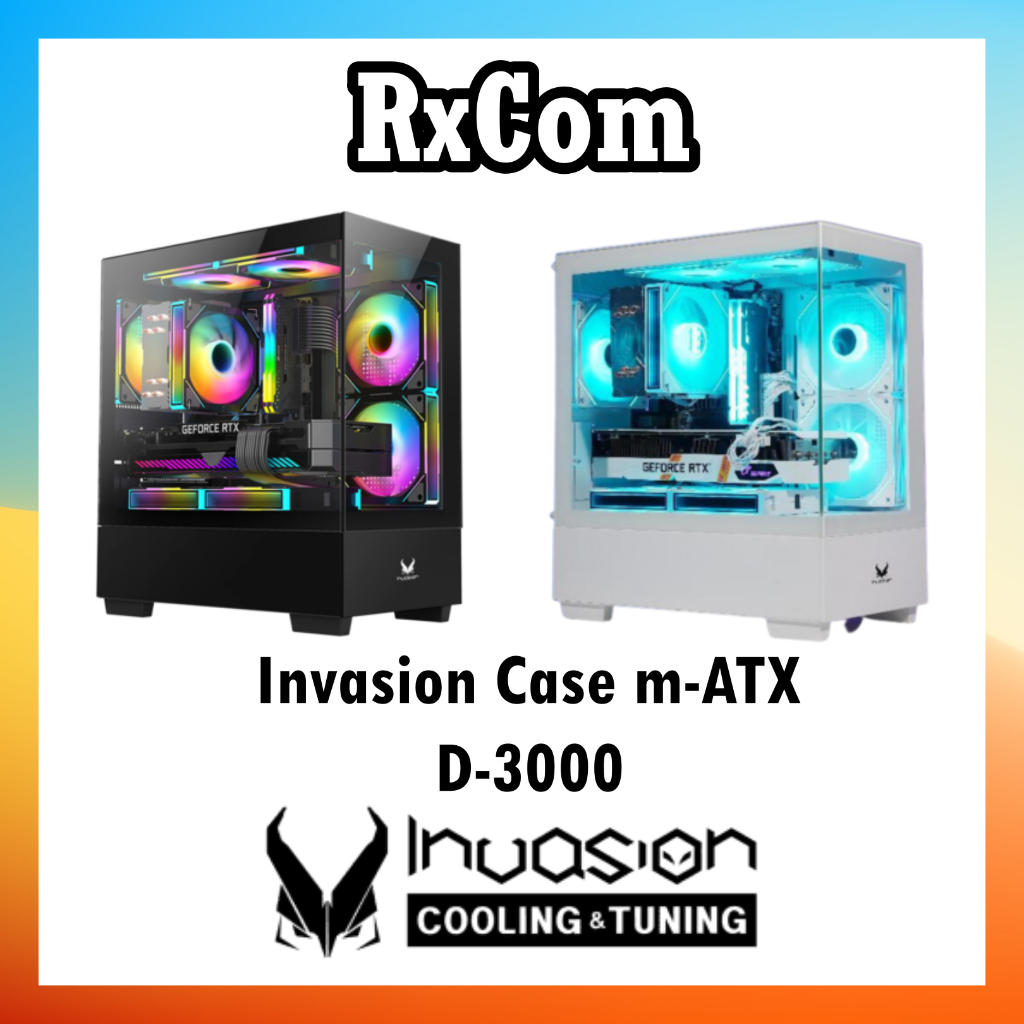 INVASION D-3000 MICRO ATX TEMPERED GLASS CASE WITH 5 ARGB FAN ( BLACK ...