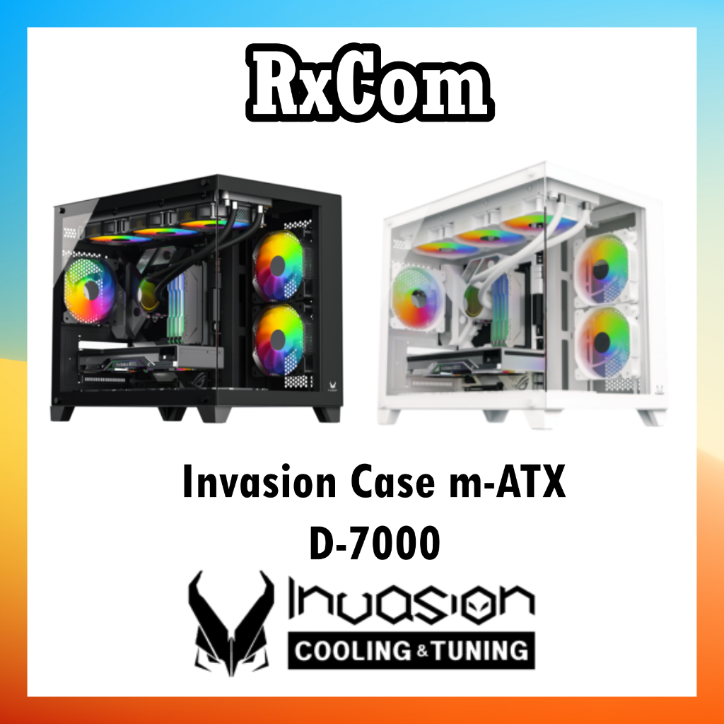 INVASION D-7000 MICRO ATX TEMPERED GLASS CASE WITH 6 ARGB FAN ( BLACK ...
